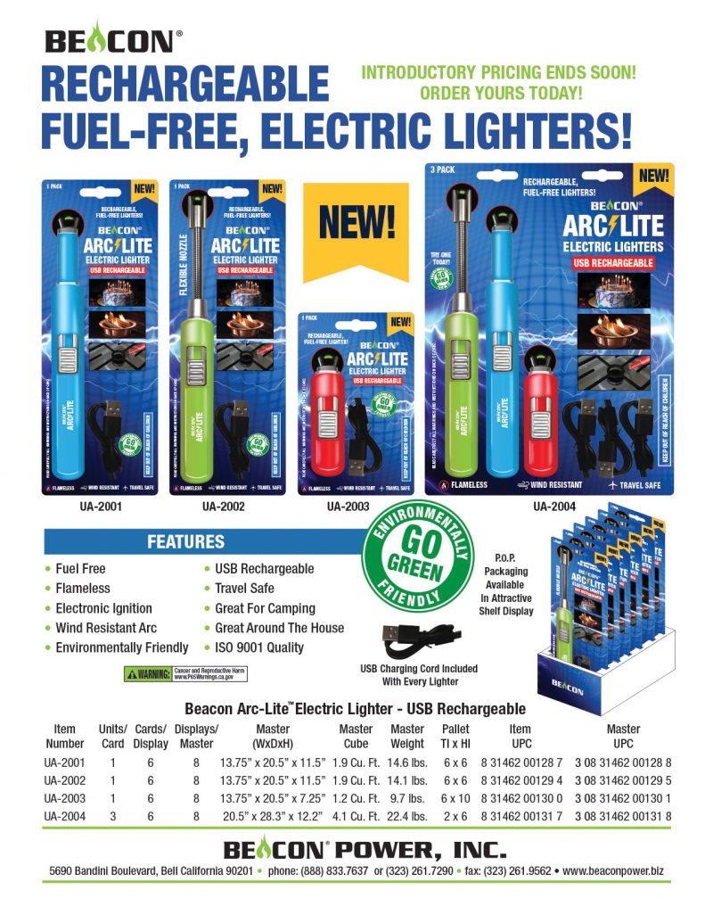 RECHARGEABLE FUEL-FREE LIGHTERS - Beacon Power